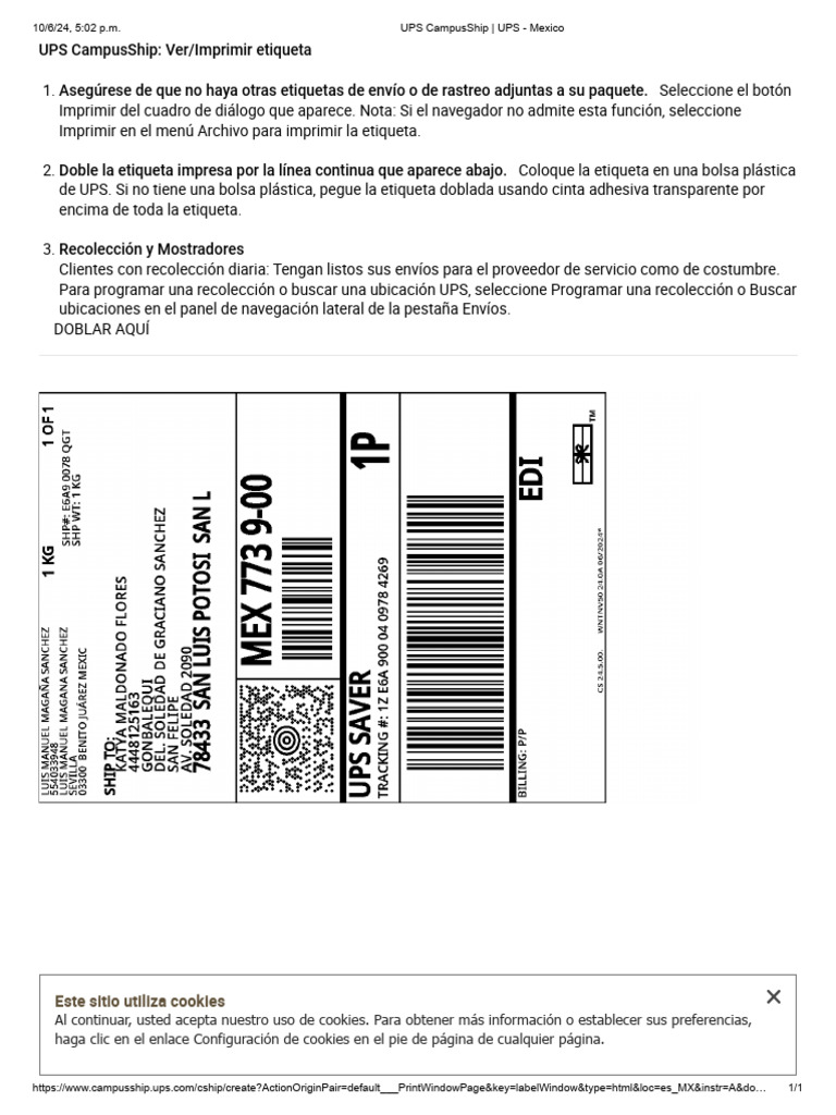 UPS CampusShip - UPS - Mexico | PDF