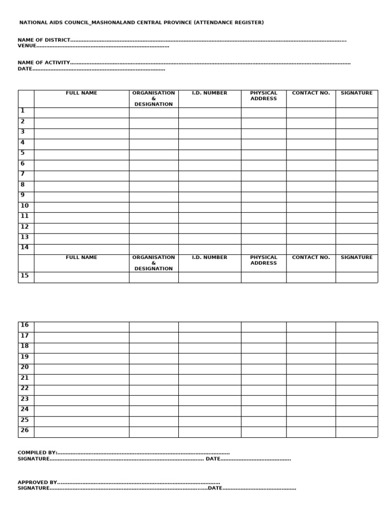Attendance Register Stakeholders | PDF