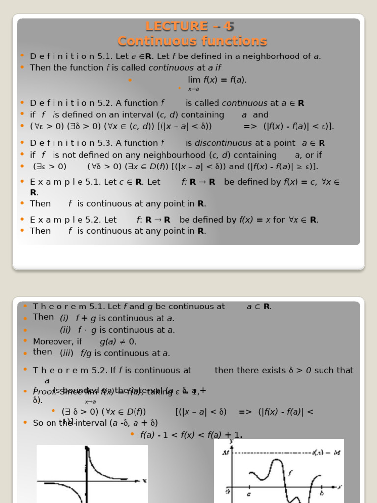 Lecture 4. Continuous Functions | PDF | Mathematical Analysis | Mathematics
