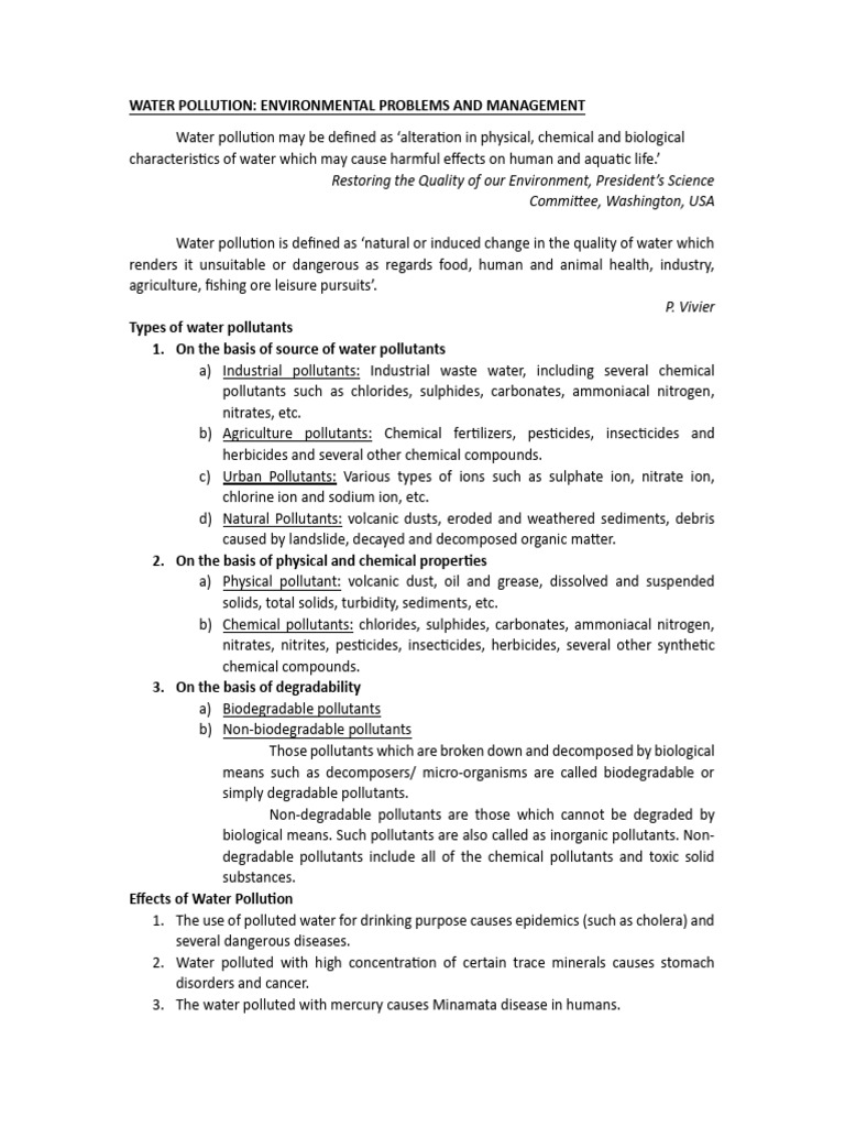 Water - Environmental Problem and Management | PDF | Water | Water ...