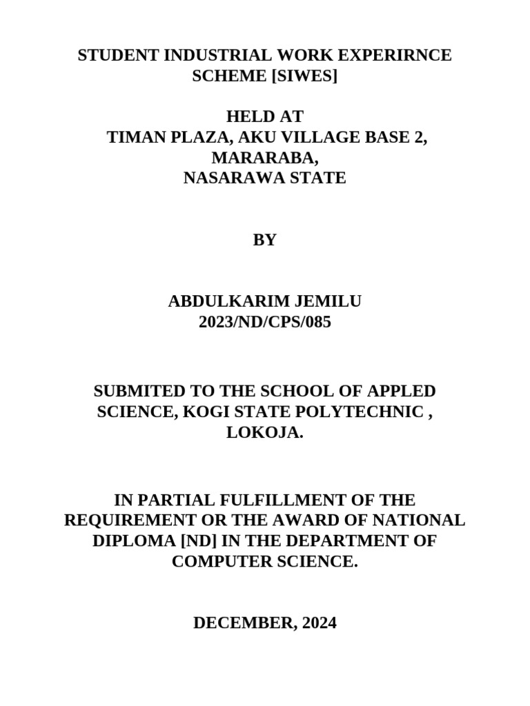 Student Industrial & Table of Context | PDF