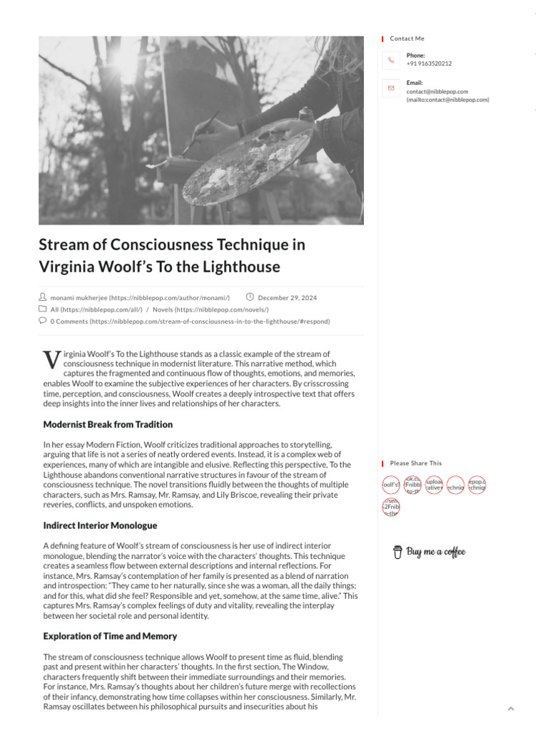 Stream of Consciousness in Woolf's Lighthouse | PDF | To The Lighthouse ...