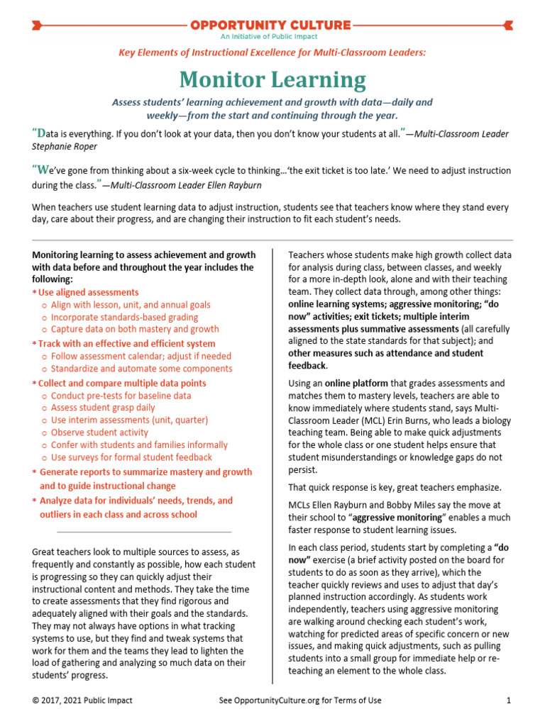 Monitor Learning-Public Impact | PDF | Teachers | Educational Technology