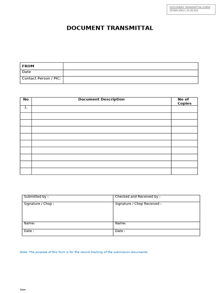 Hse Transmittal Form - 001 | PDF