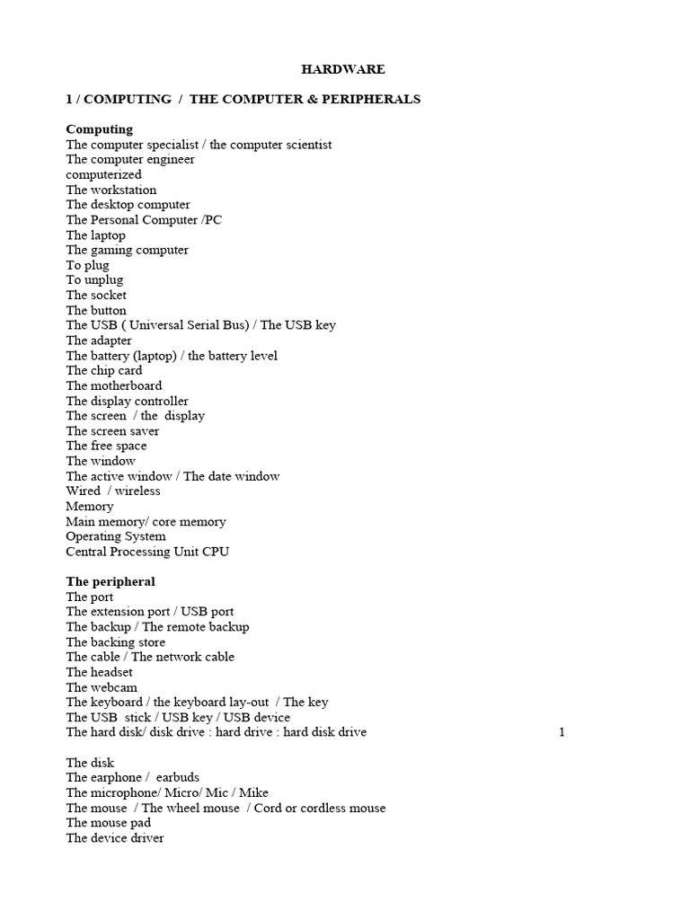Essential Computer Hardware Guide | PDF | Computer Data Storage ...