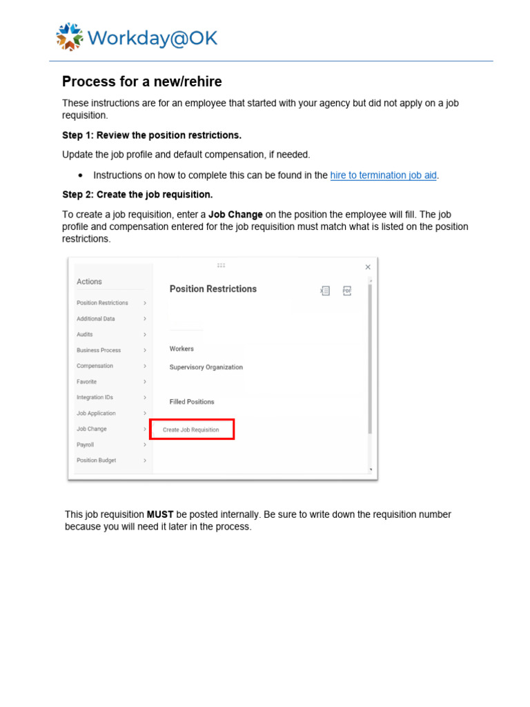 Workday Entering New Hire Rehire | PDF | Recruitment | Employment