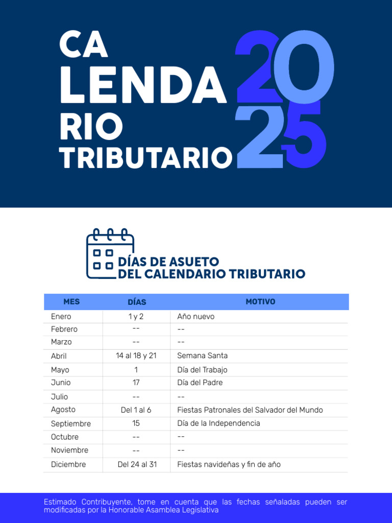 Calendario Tributario 2025 | PDF | Impuestos | Impuesto al valor agregado