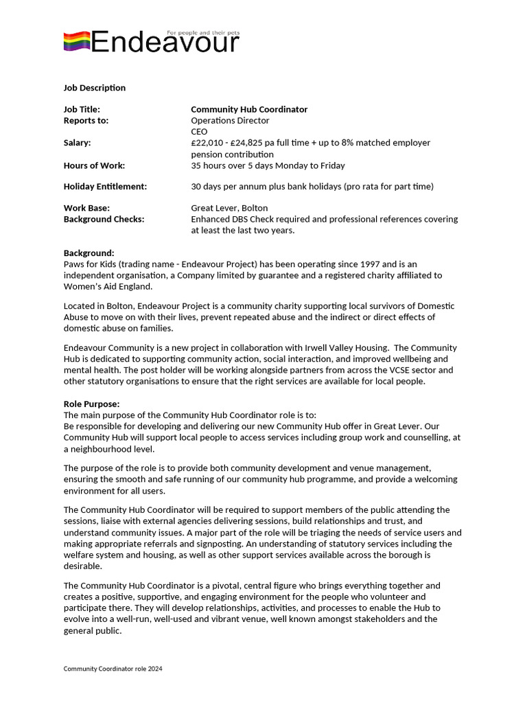 Job Description Community Coordinator June 24 | PDF