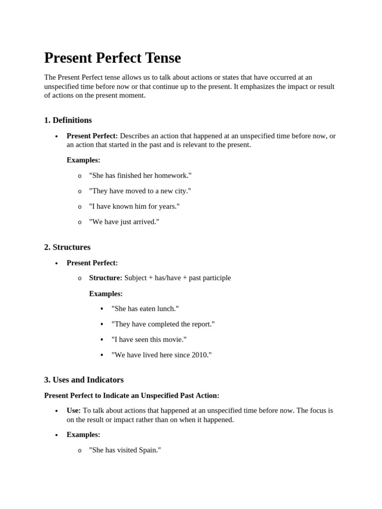 Present Perfect Me | PDF | Perfect (Grammar) | Syntax