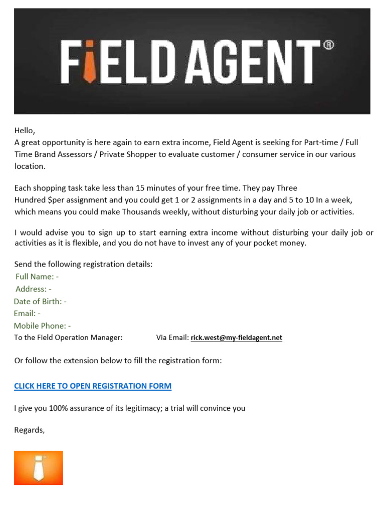 Field Agent Review and Application Form | PDF