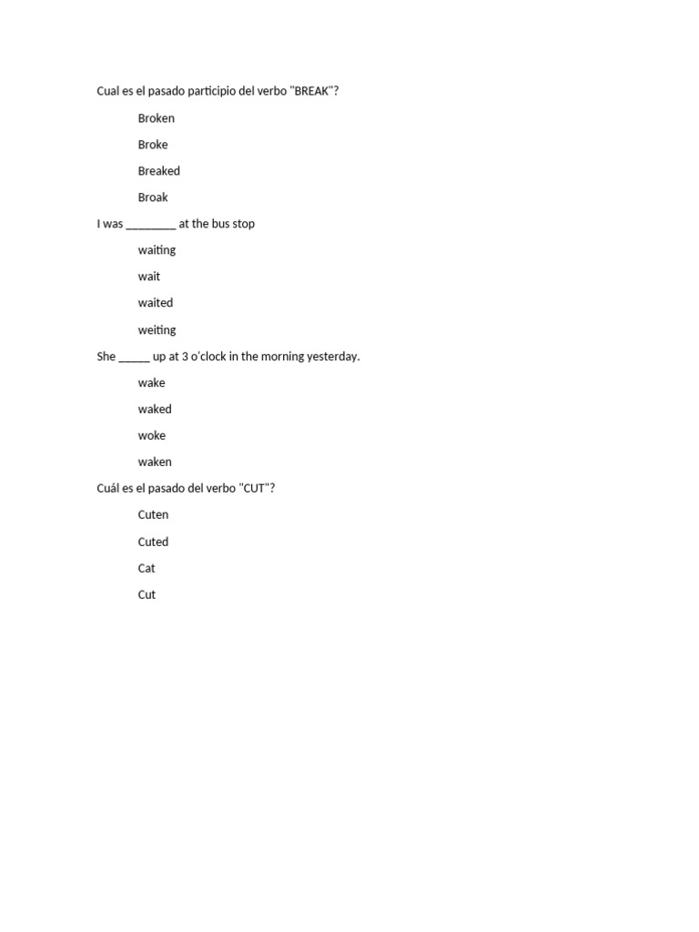 Cual Es El Pasado Participio Del Verbo | PDF