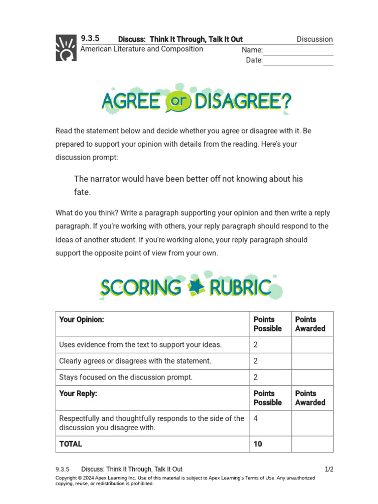 9.3.5 Discuss - Think It Through, Talk It Out (Discussion) | PDF ...