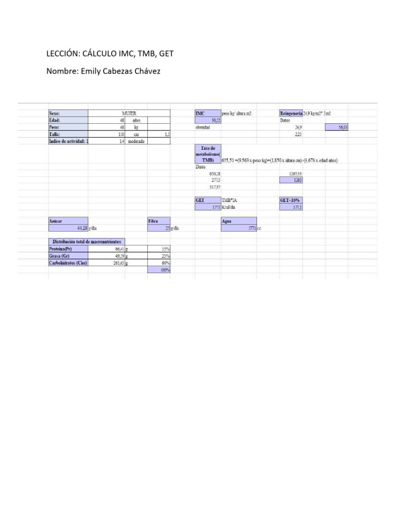 Lección Calculo Imc TMB Get | PDF