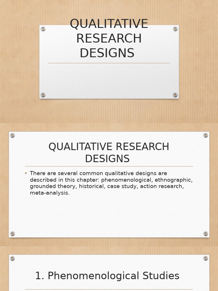 QUALITATIVE RESEARCH DESIGNS kil | PDF | Qualitative Research | Ethnography