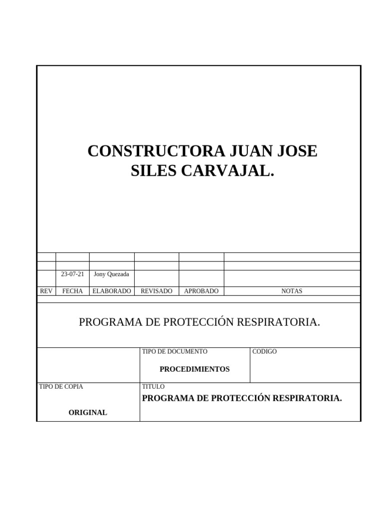 Programa de Proteccion Respiratoria | PDF | Contaminación ... Programa de Proteccion Respiratoria | PDF | Contaminación ...