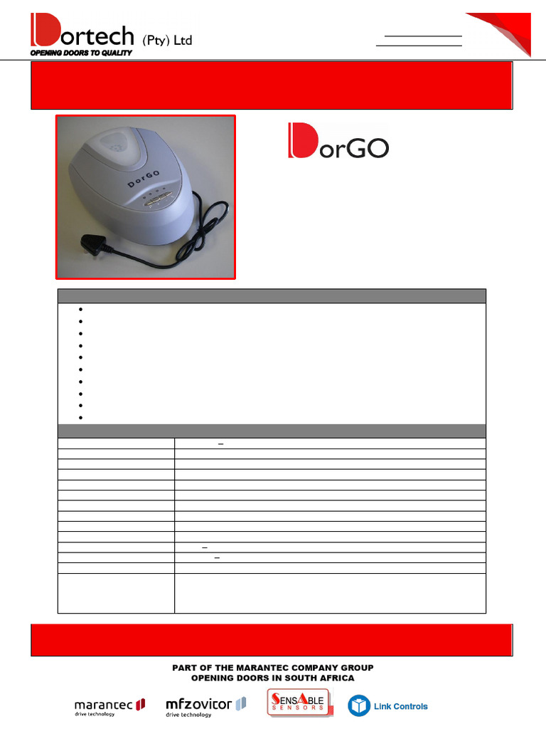 DorGO 800 Sectional Garage Door Operator 01062020 DC D | PDF | Power ...