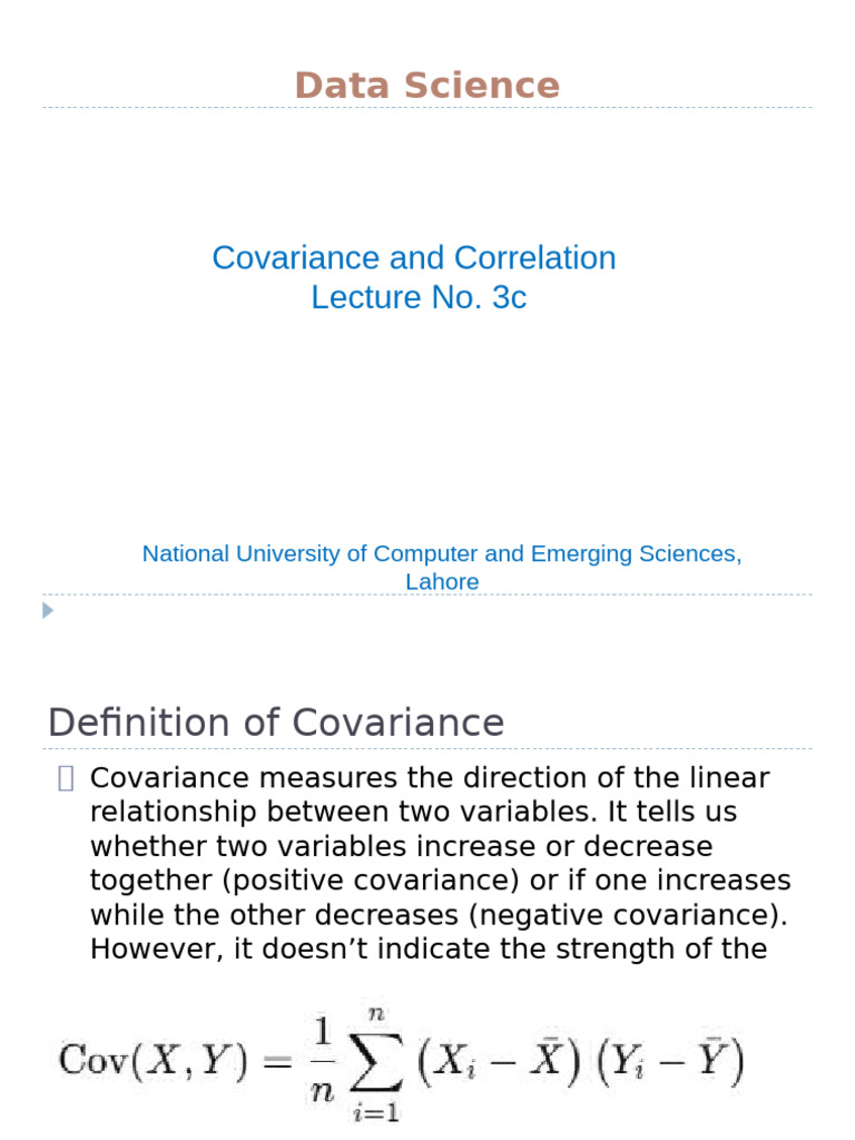 DS Lecture 3c Covariance and Correlation | PDF | Covariance | Probability Theory