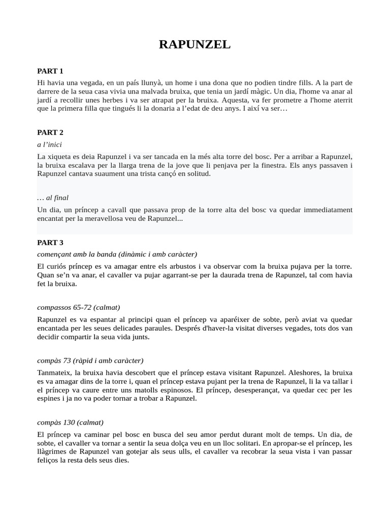 Textos Rapunzel (Valencià) | PDF