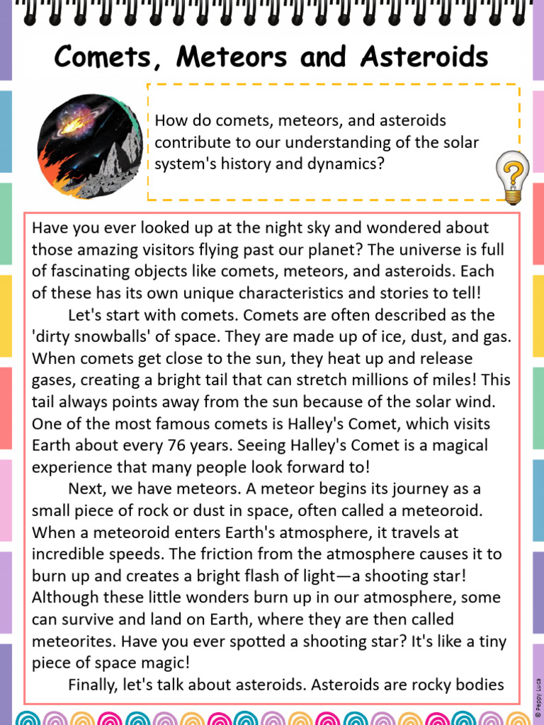 Comets, Meteors and Asteroids | PDF | Meteoroid | Comet