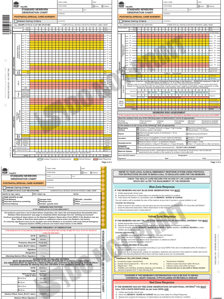 Newborn Observation Chart Guide | PDF | Blood Pressure | Causes Of Death