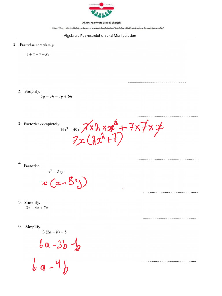 Algebraic Representation and Manipulation | PDF