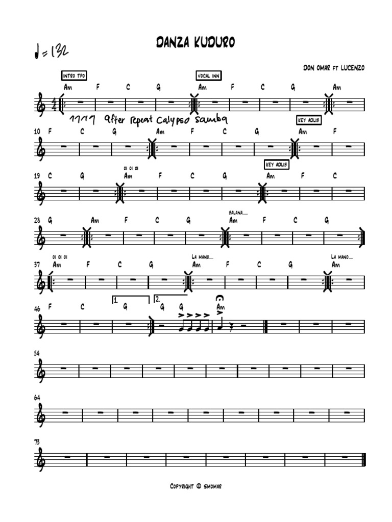 Danza Kuduro - Don Omar FT Lucenzo - Full Score | PDF | Universal Music ...