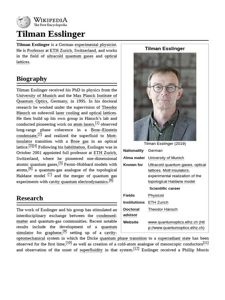 Tilman_Esslinger | PDF | Quantum Mechanics | Theoretical Physics