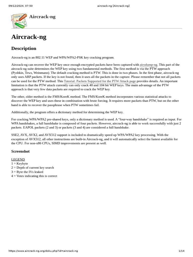 aircrack-ng [Aircrack-ng] | PDF | Espionage Techniques | Cryptography