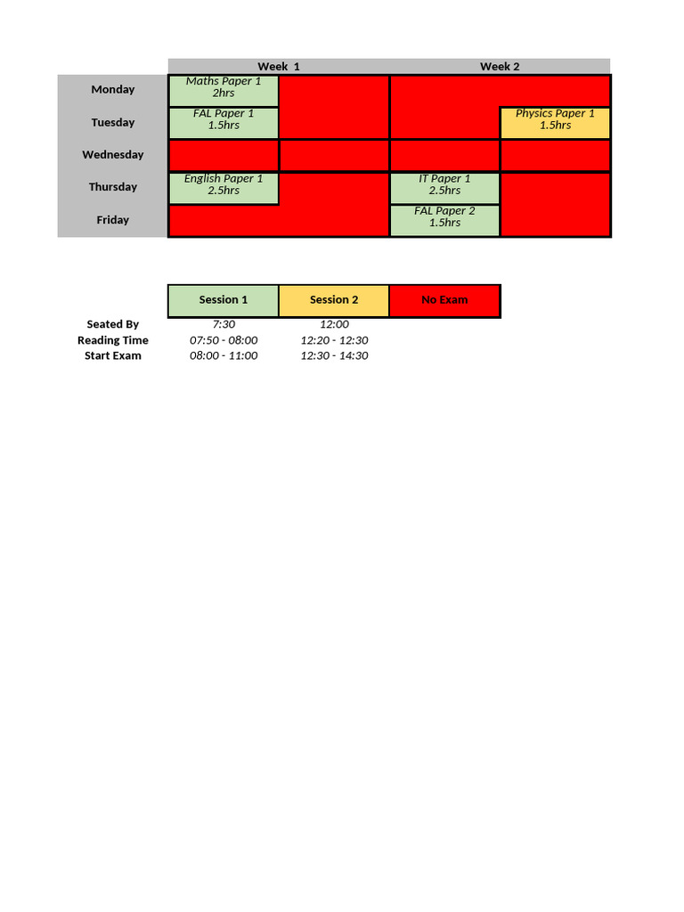 Exam TImetable | PDF