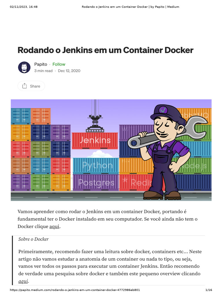 Rodando o Jenkins em Um Container Docker - by Papito - Medium | PDF | Informática | Programas
