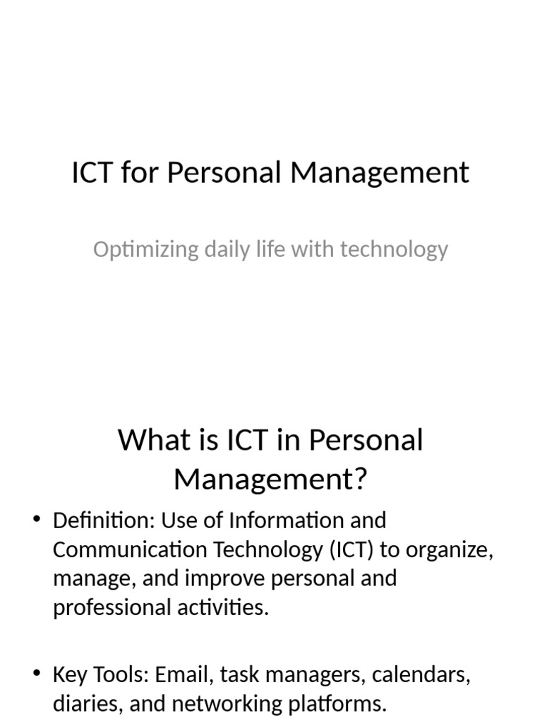 Enhance Personal Management with ICT | PDF