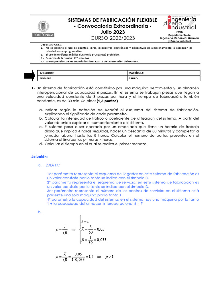 SFF-Examen Julio 2023 SOL | PDF | Herramienta de máquina | Herramientas