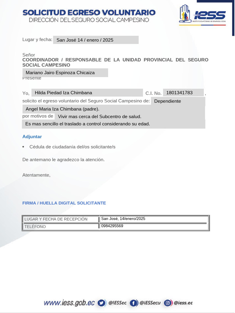 Solicitud Egreso Voluntario SSC | PDF