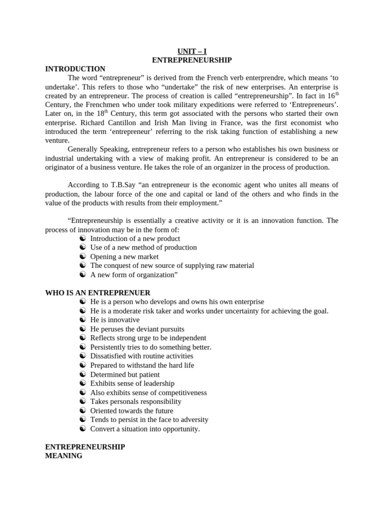 ED UNIT 1 | PDF | Entrepreneurship | Market (Economics)