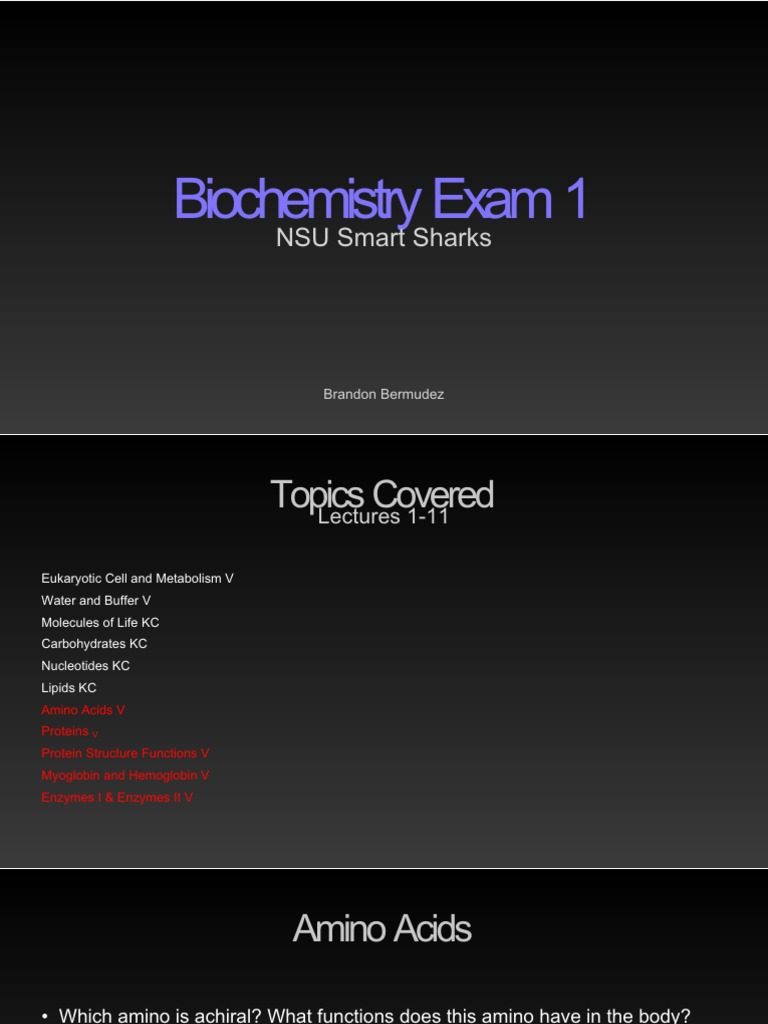 Biochem Exam 1 | PDF