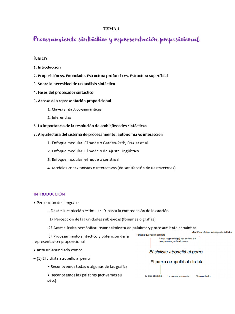 Tema 4 | PDF | Oración (Lingüística) | Sintaxis