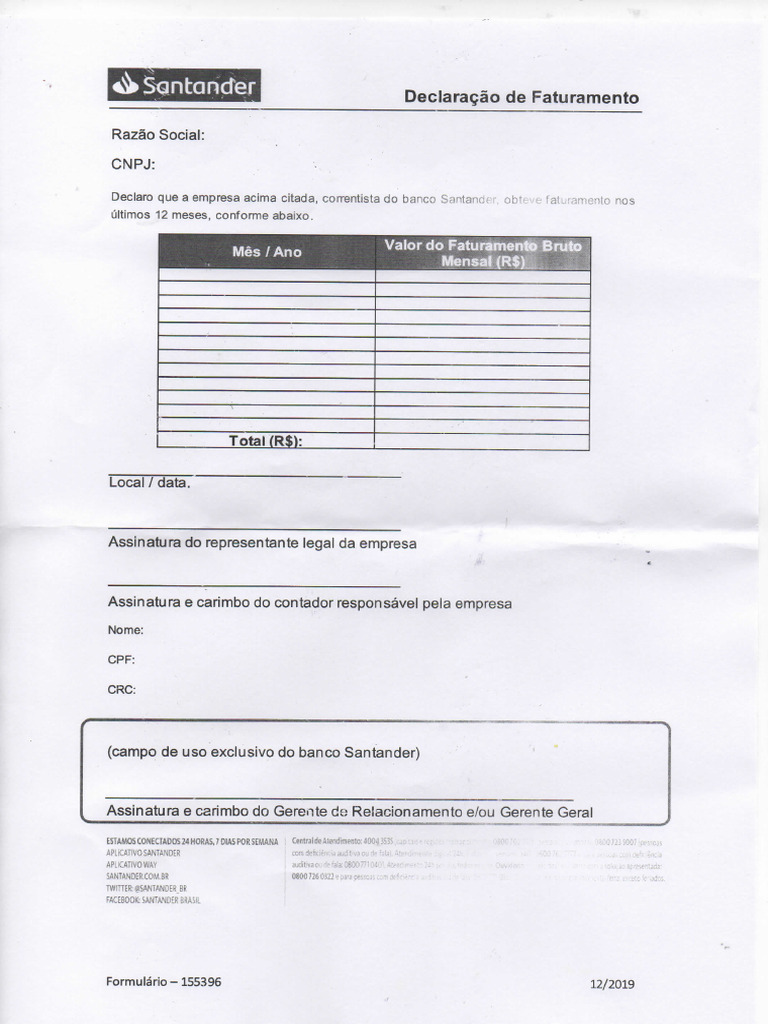 Declaração - Santander | PDF