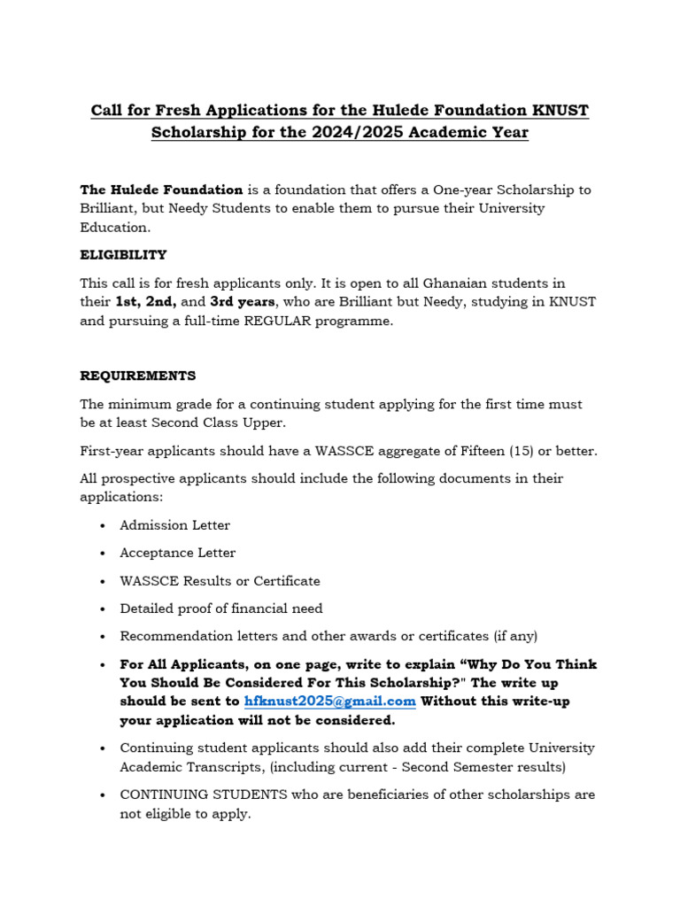 Hulede Found. Fresh Applicant Adbert 2024-2025 | PDF