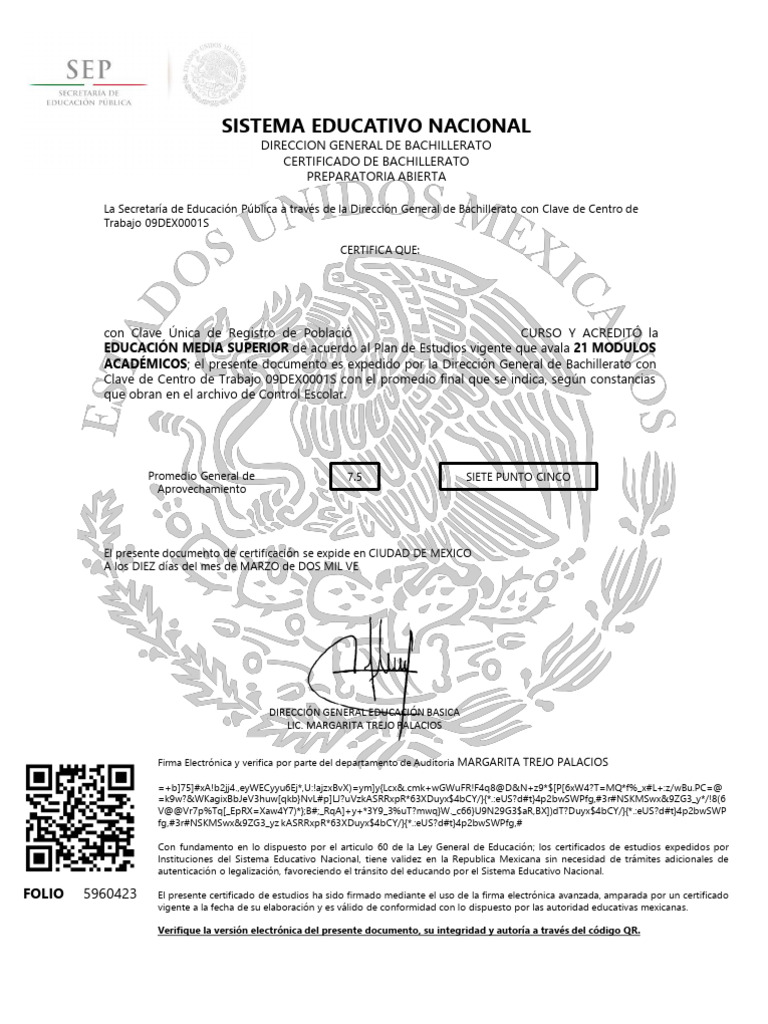 Certificado de Preparatoria | PDF