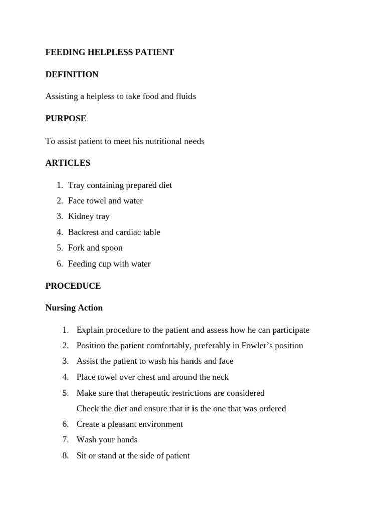 Patient Feeding and Elimination Assistance Guide | PDF | Urination ...