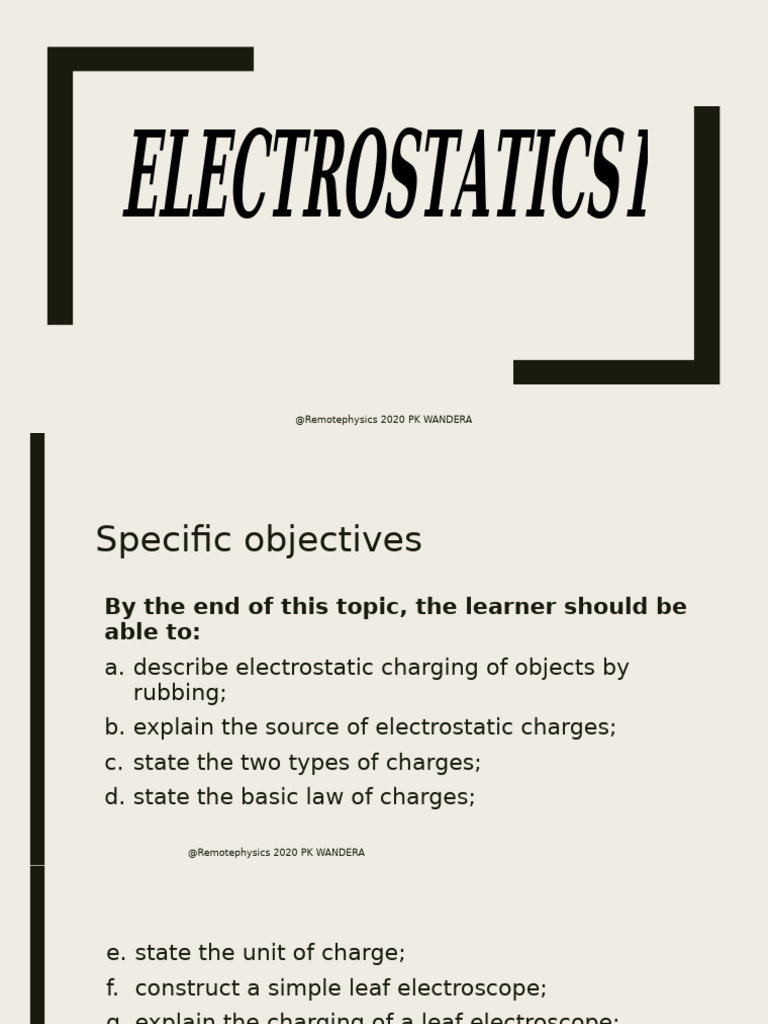 Understanding Electrostatics and Charging Methods | PDF | Electric ...
