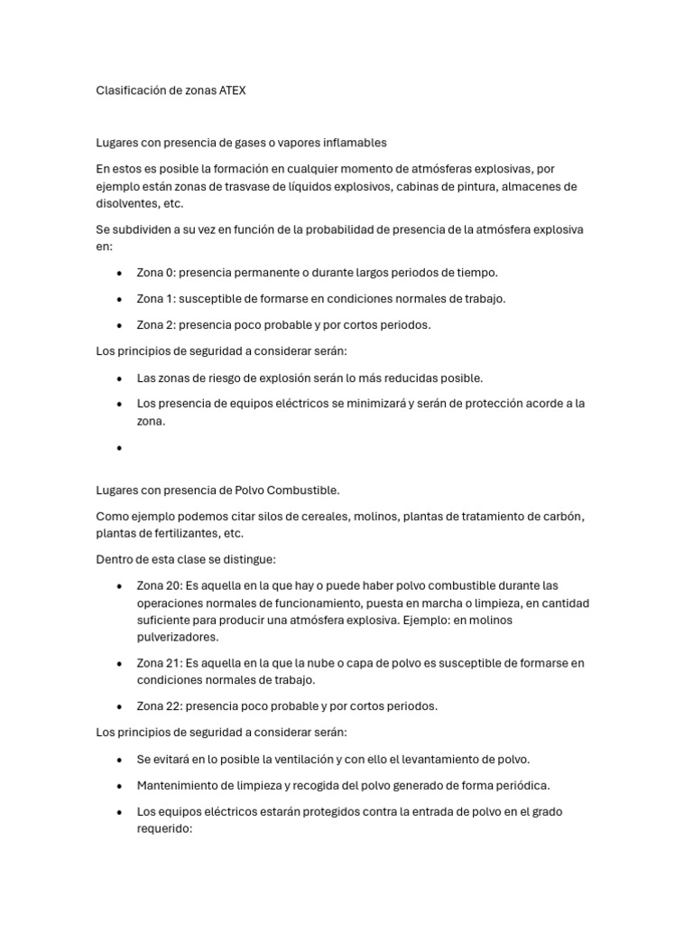 Clasificación de Las Zonas ATEX y Caracteristicas | PDF
