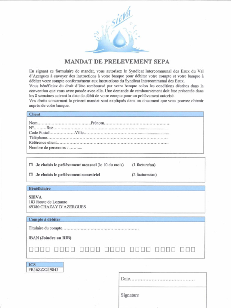 MANDAT DE PRELEVEMENT | PDF