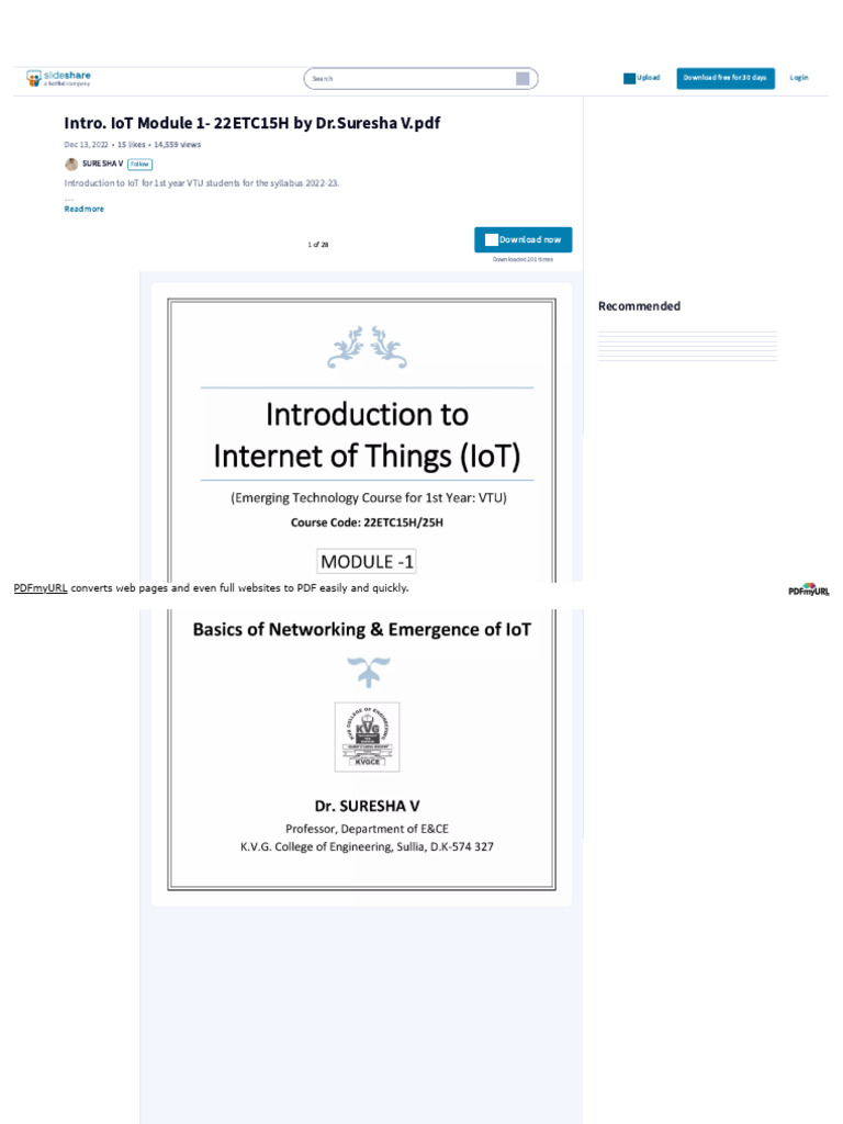 WWW Slideshare Net Slideshow Intro Iot Module 1 22etc15h by Drsuresha ...