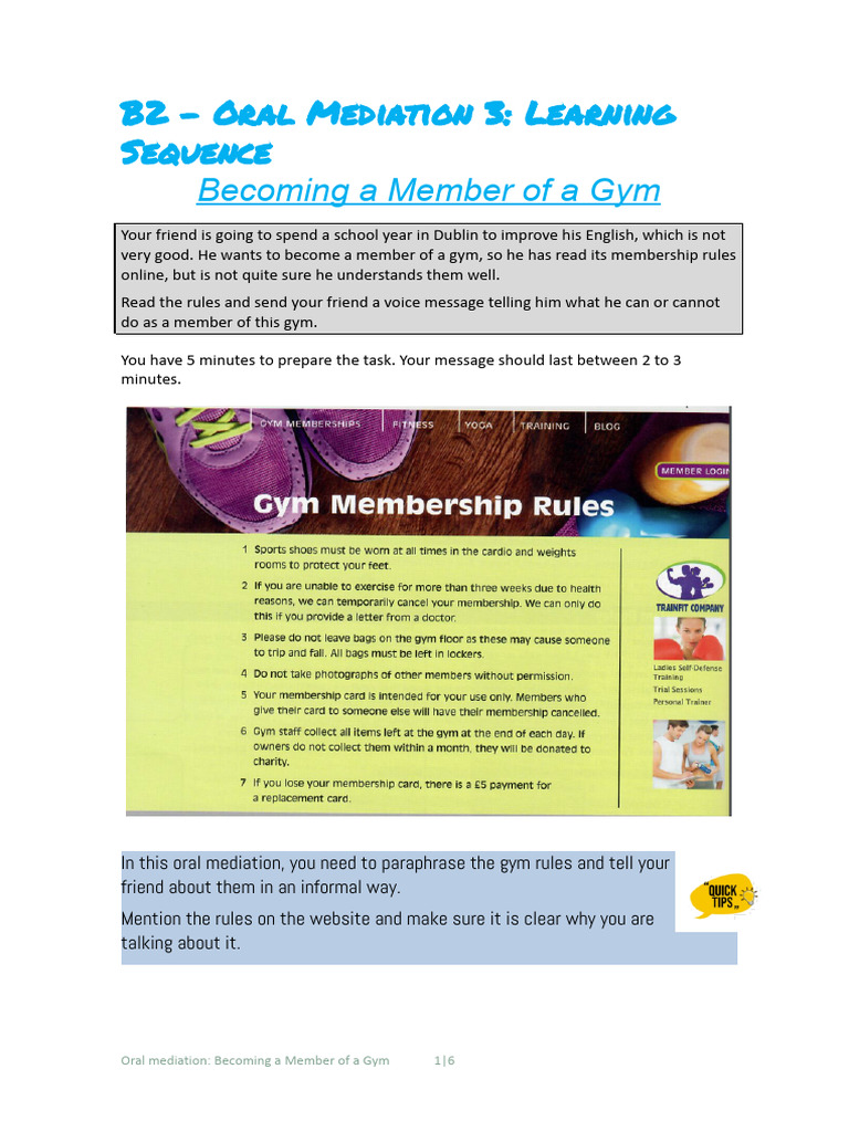 3_2_Becoming_member_of_a_Gym_OralMediation_LearningSequence.docx | PDF ...