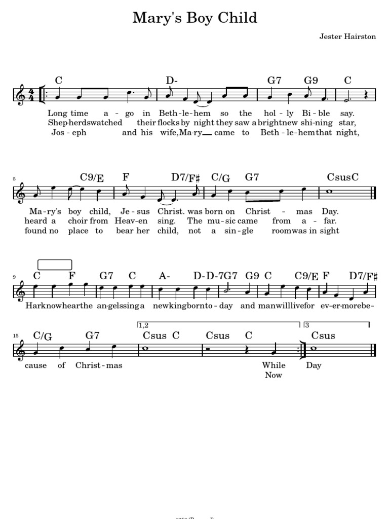 Mary's Boy Child Sheet Music | PDF