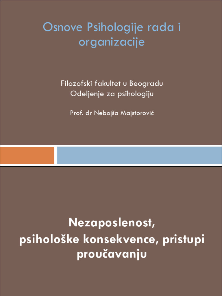 Osnovi IOOsn Studije 11 Nezaposlenost | PDF