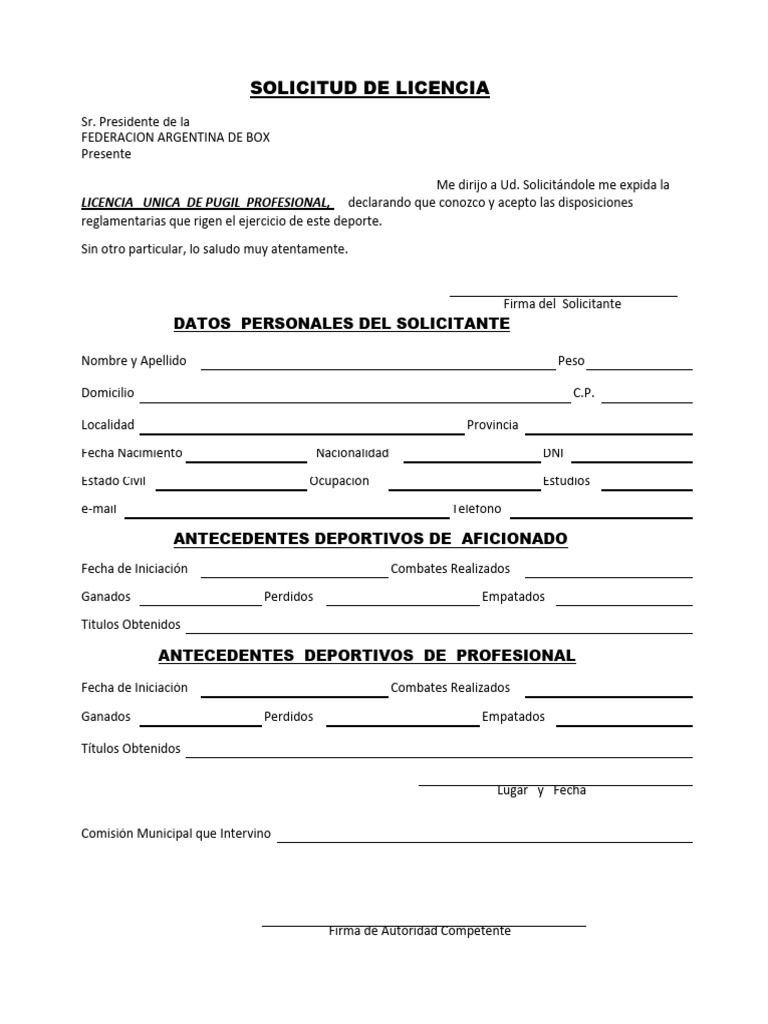 Planilla Solicitud de Pase A Profesional | PDF