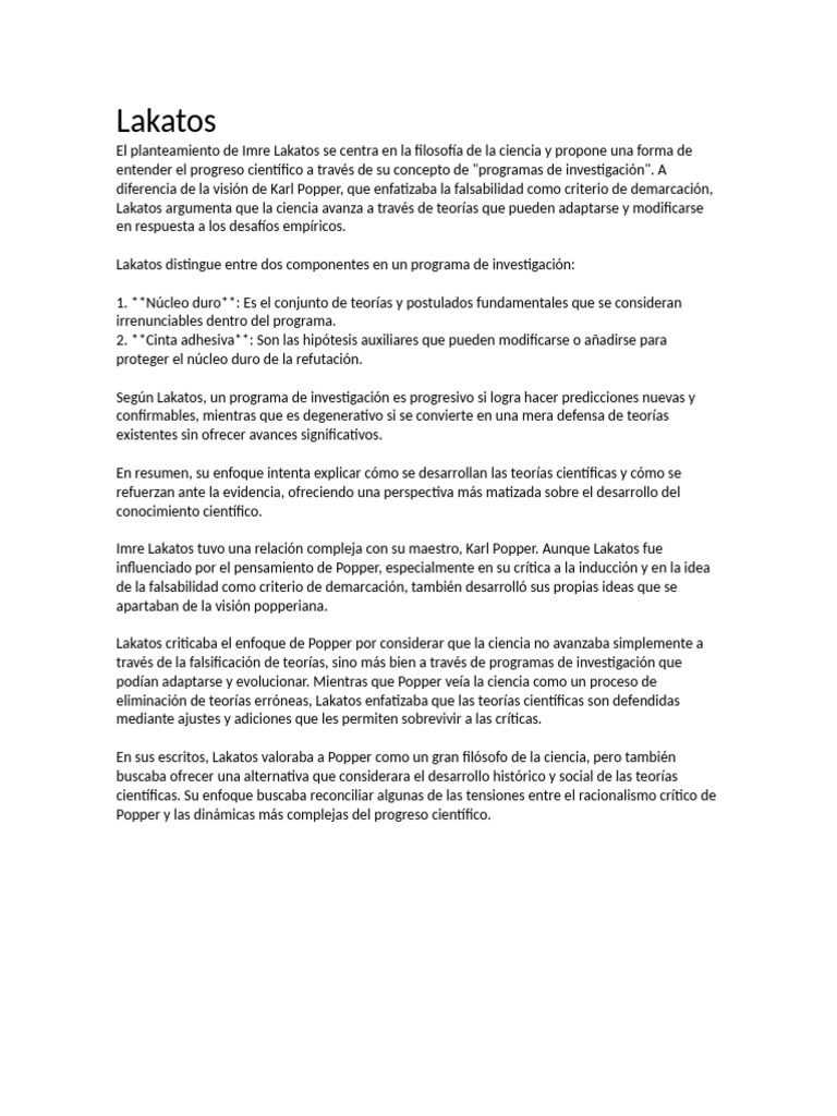Programas de Investigación de Lakatos | PDF