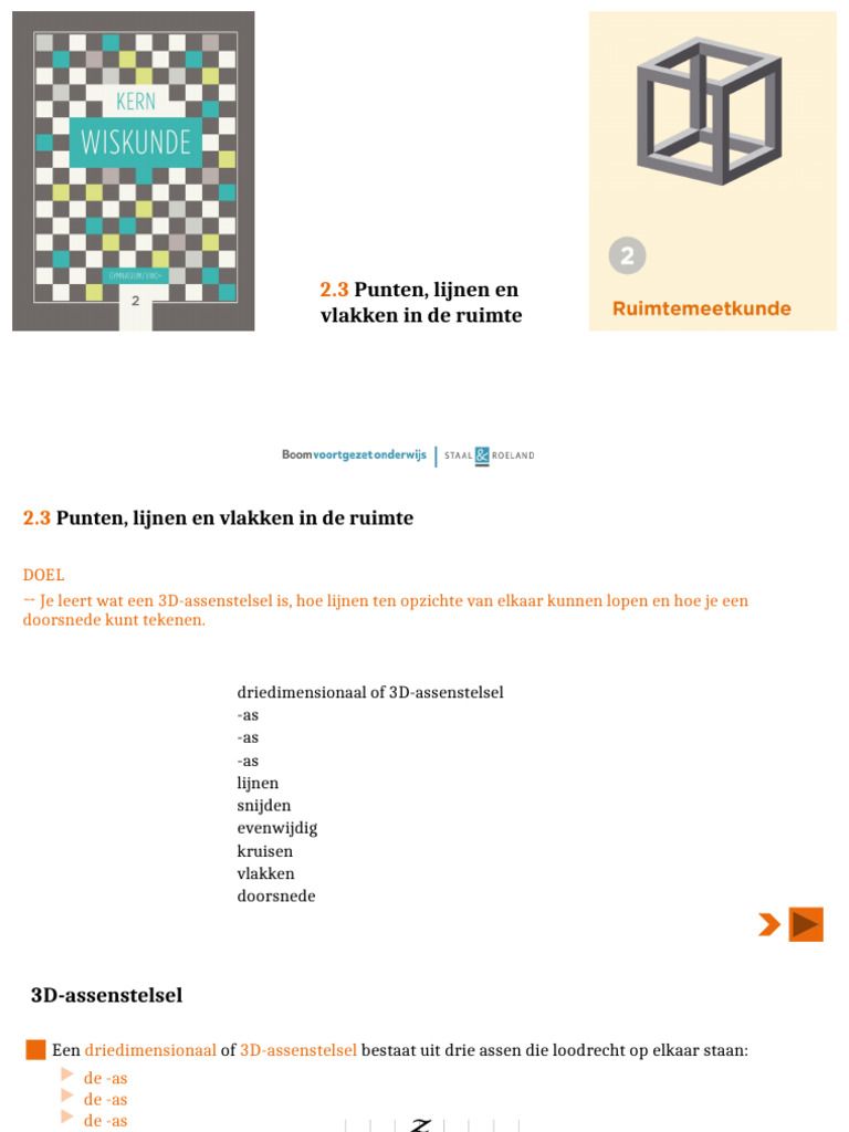 VG2 p2.3 Punten, Lijnen en Vlakken in de Ruimte | PDF